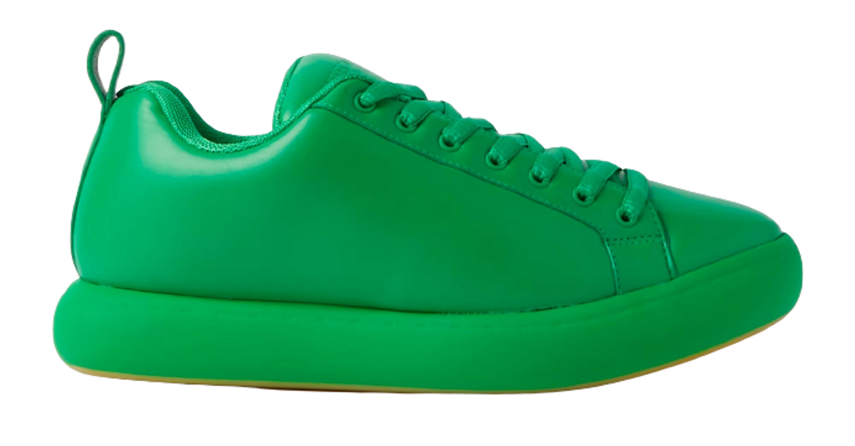 Bottega Veneta Tennis Chunky-Sole Leather Low-Top Green Sneakers | WHAT ...