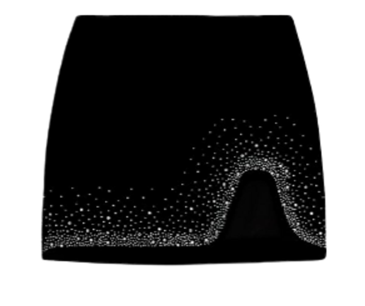 Zara Black Rhinestone Velvet Mini Skirt | WHAT’S ON THE STAR?