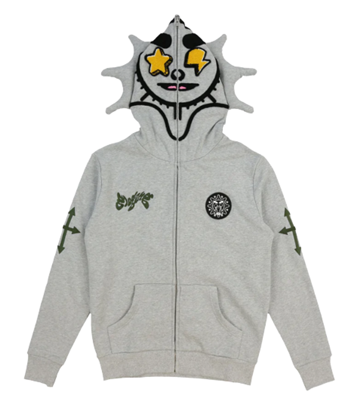 Glo Gang Glo Man Grey Zip Hoodie WHAT S ON THE STAR 