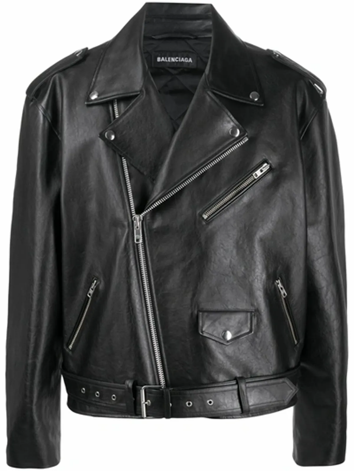 Balenciaga Black Painted Leather Biker Jacket | WHAT’S ON THE STAR?