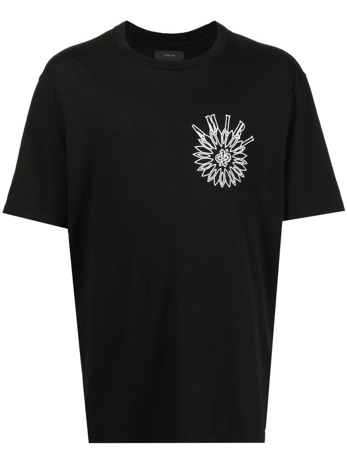 Amiri Flower Logo Print Cotton Black T-Shirt | WHAT’S ON THE STAR?