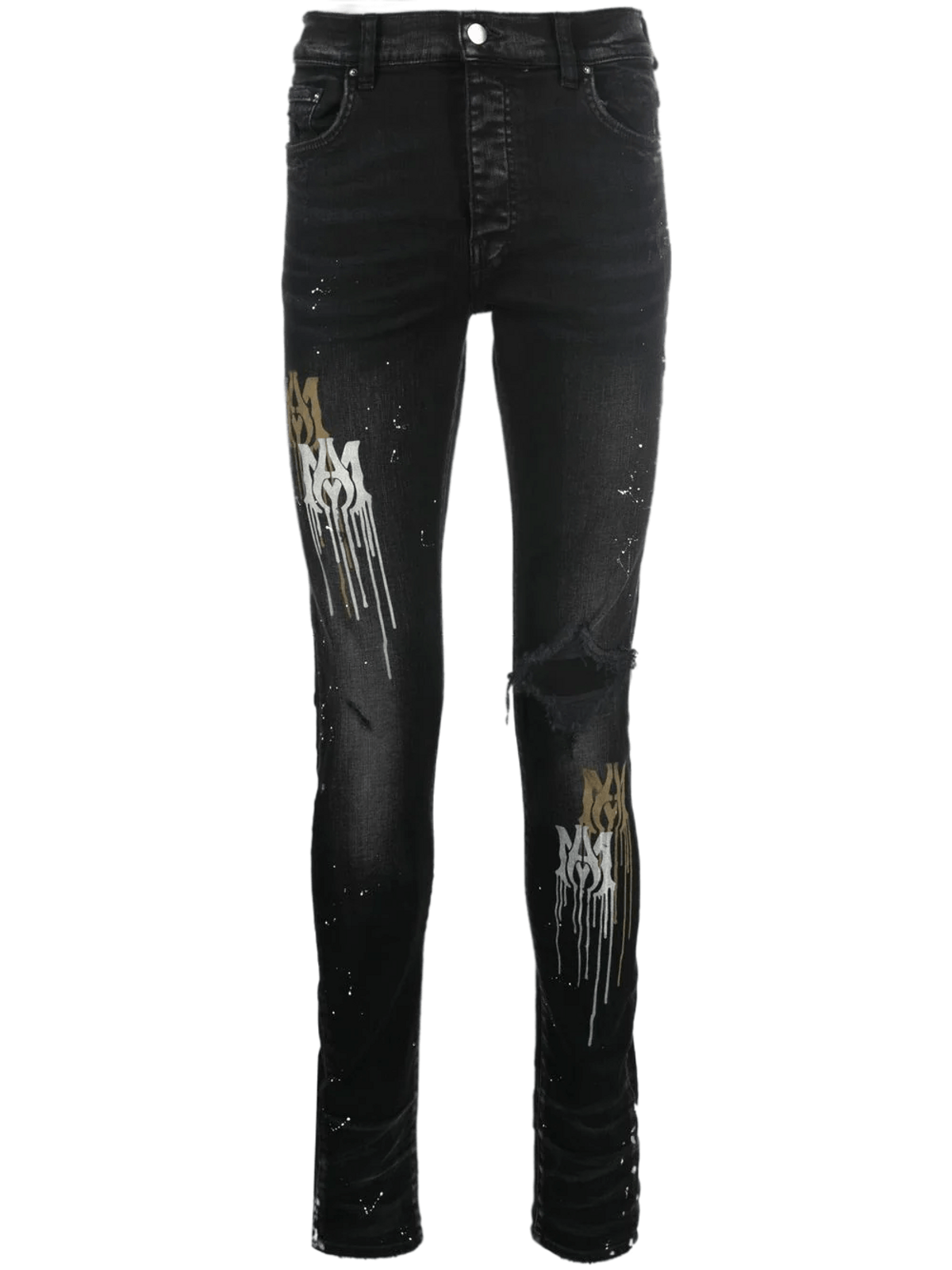 Amiri Paint Splatter-Blend Skinny-Cut Jeans | WHAT’S ON THE STAR?