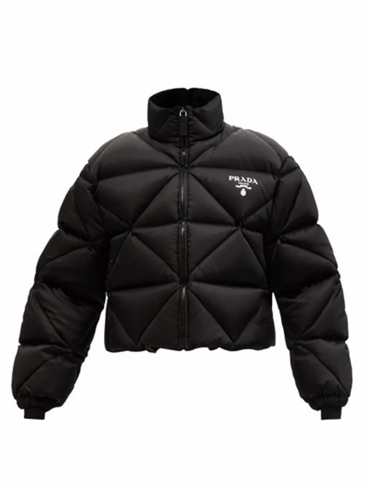 Prada Diamond-quilted Recycled-fibre Down Jacket In Black | WHAT’S ON ...