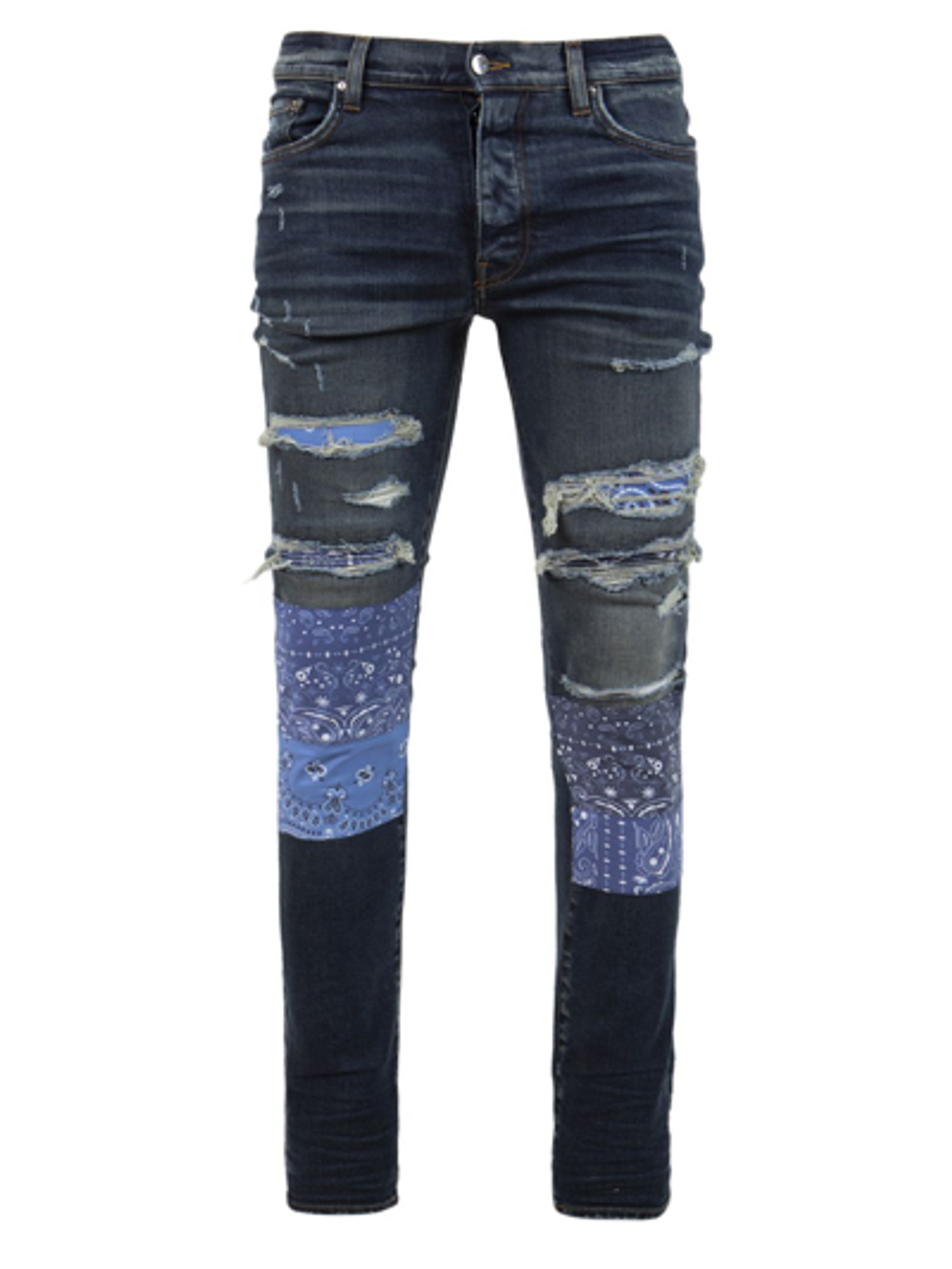 Amiri Vintage Bandana Mid-rise Skinny Stretch-denim Jeans In Blue ...