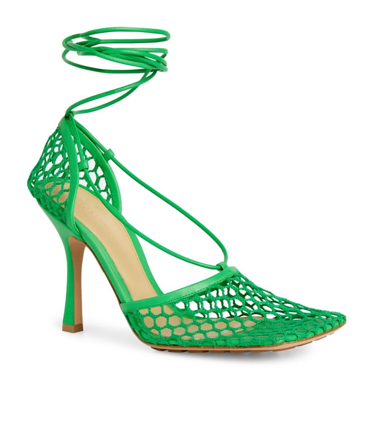 Bottega Veneta Mesh Stretch Sandals 90 In Green | WHAT’S ON THE STAR?