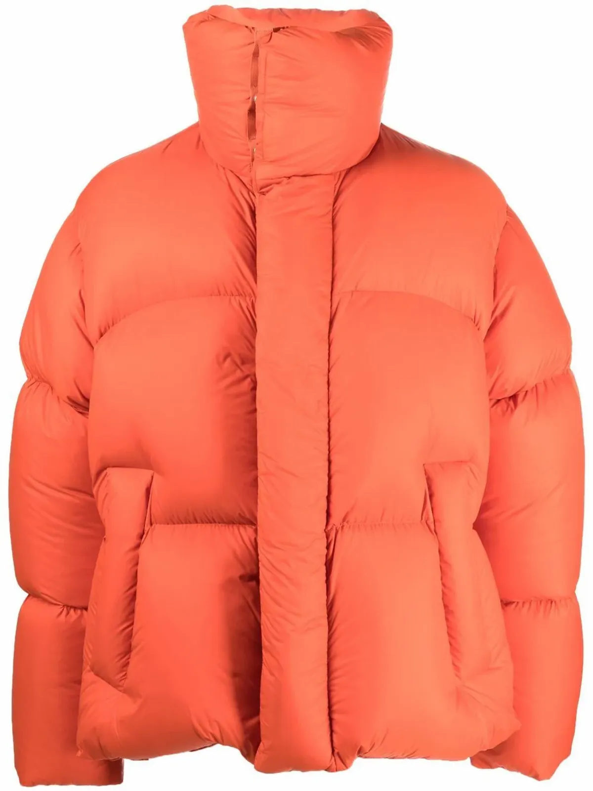 Ambush High-Collar Padded Short Orange Jacket | WHAT’S ON THE STAR?