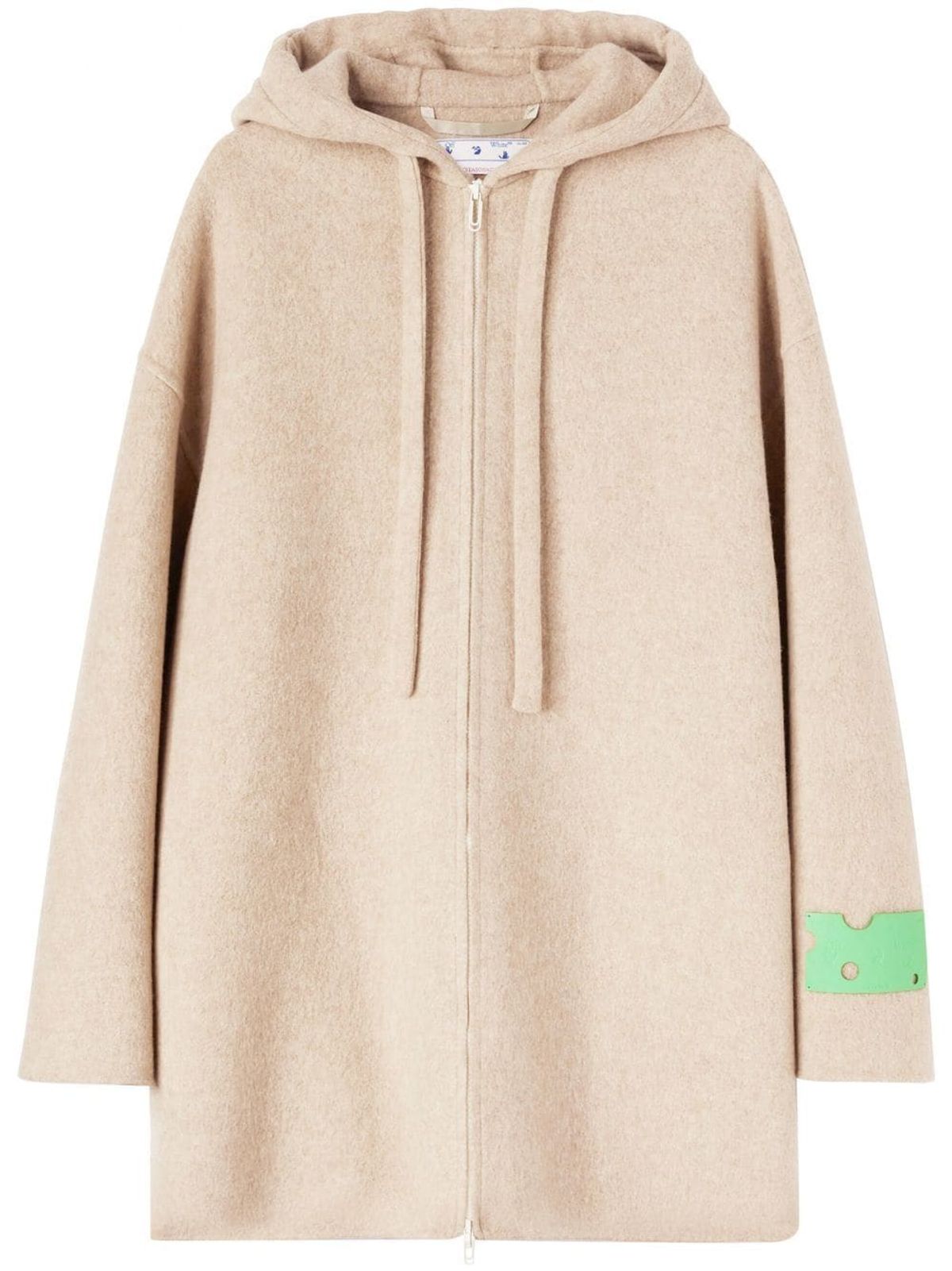 Off-White Tag Hooded Wool Zip Coat | WHAT’S ON THE STAR?