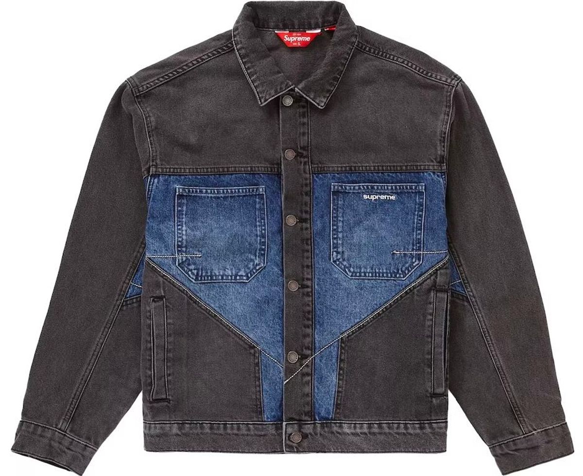 Supreme 2-Tone Paneled Black Denim Jacket | WHAT’S ON THE STAR?