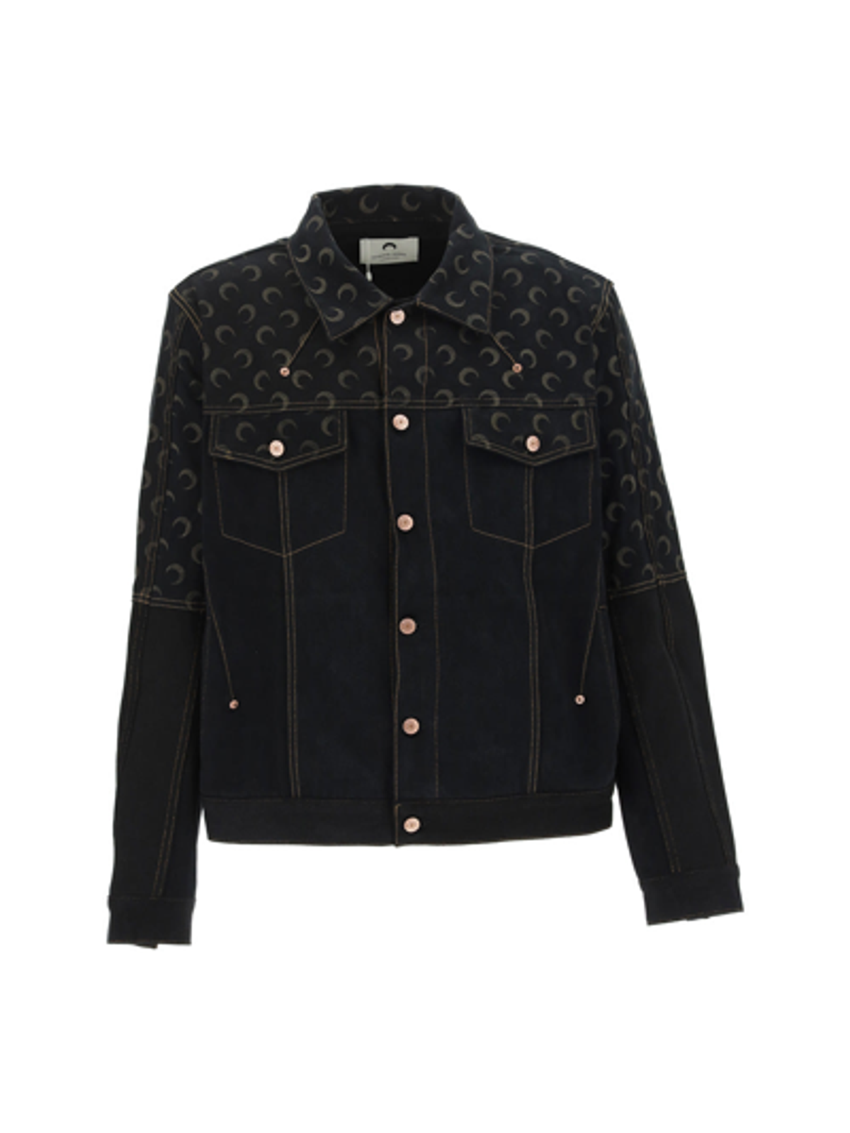 Marine Serre Black Crescent-Moon Print Denim Jacket | WHAT’S ON THE STAR?