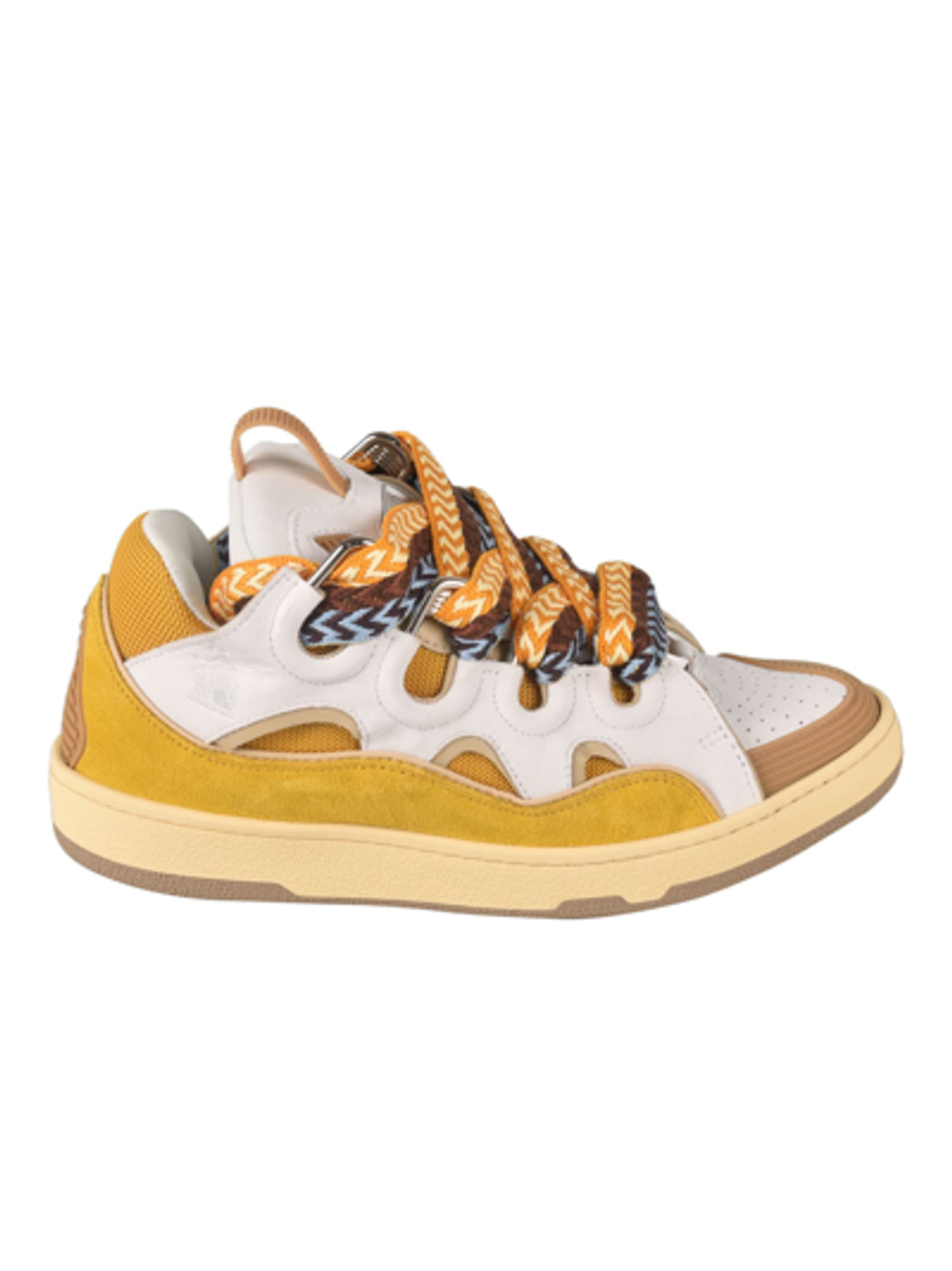 Lanvin White And Yellow Glitterized Leather Low-Top Sneakers | WHAT’S ...