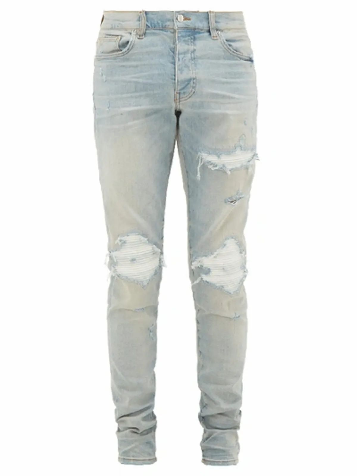 Amiri Light Blue Mx1 Distressed Skinny Jeans | WHAT’S ON THE STAR?