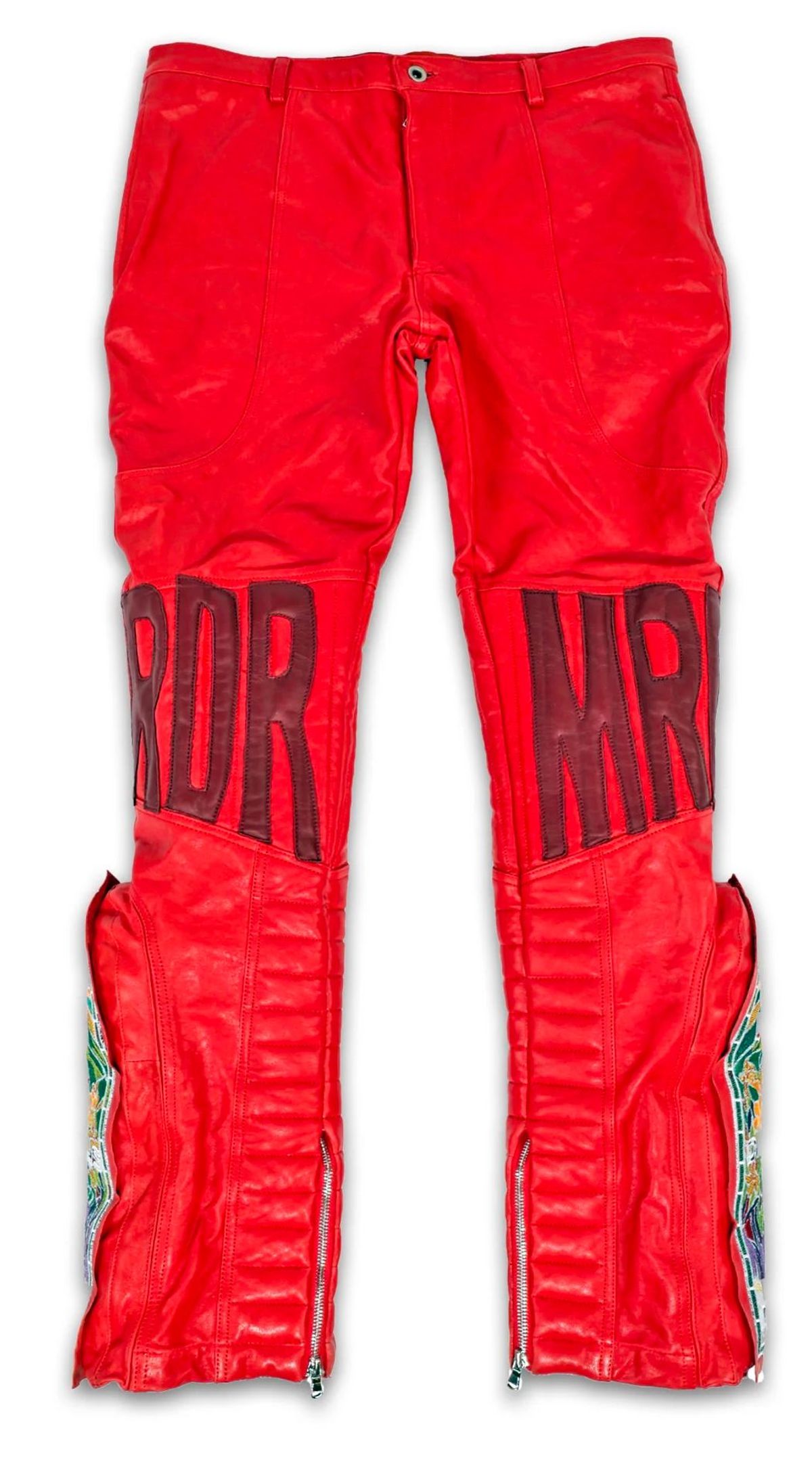 Who Decides War Graphic Leather Moto Pants | WHAT’S ON THE STAR?