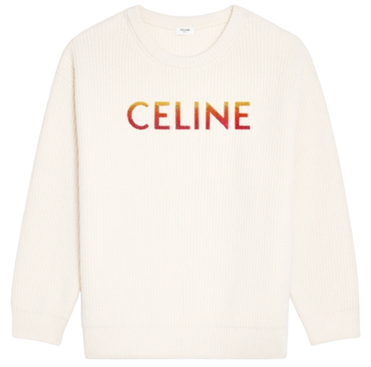 Celine Embroidered Ribbed Wool Off White Sweater | WHAT’S ON THE STAR?