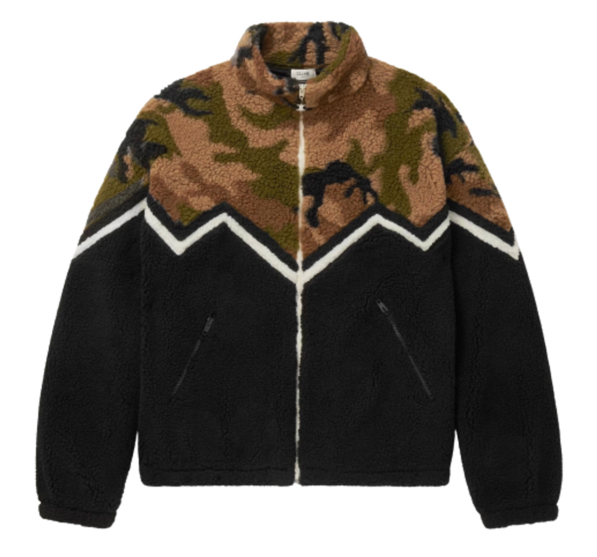 Celine Camouflage-Print Black Fleece Jacket | WHAT’S ON THE STAR?