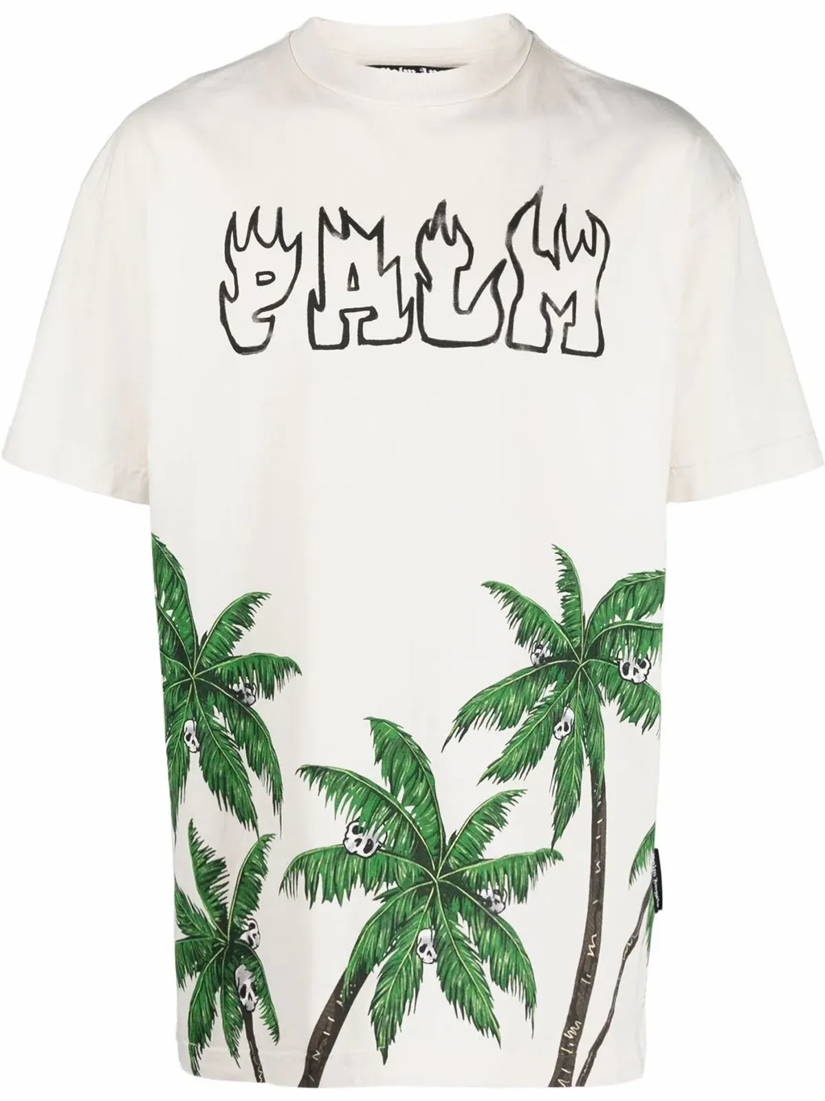 Palm Angels Palm-Print Cotton-Jersey White T-Shirt | WHAT’S ON THE STAR?