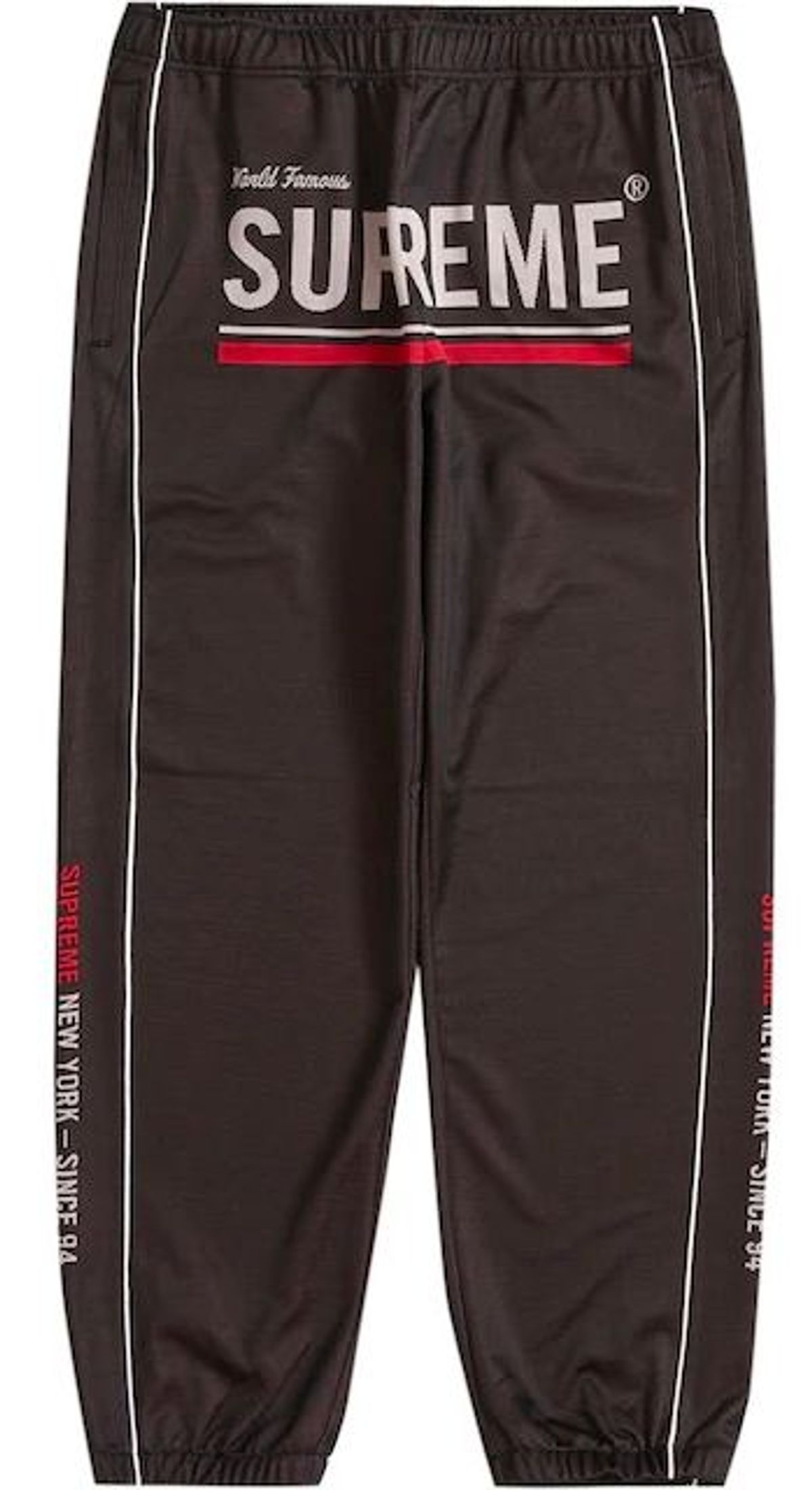 Supreme World Famous Jacquard Black Track Pants | WHAT’S ON THE STAR?