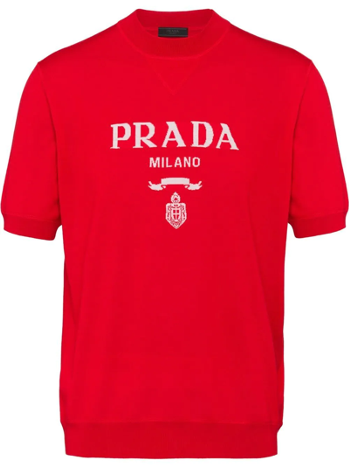 Prada Intarsia Logo Red Knitted Top | WHAT’S ON THE STAR?