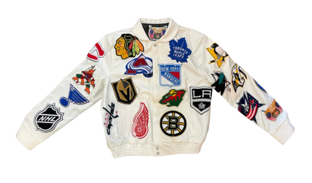 Jeff Hamilton Collage Leather White Jacket | WHAT’S ON THE STAR?