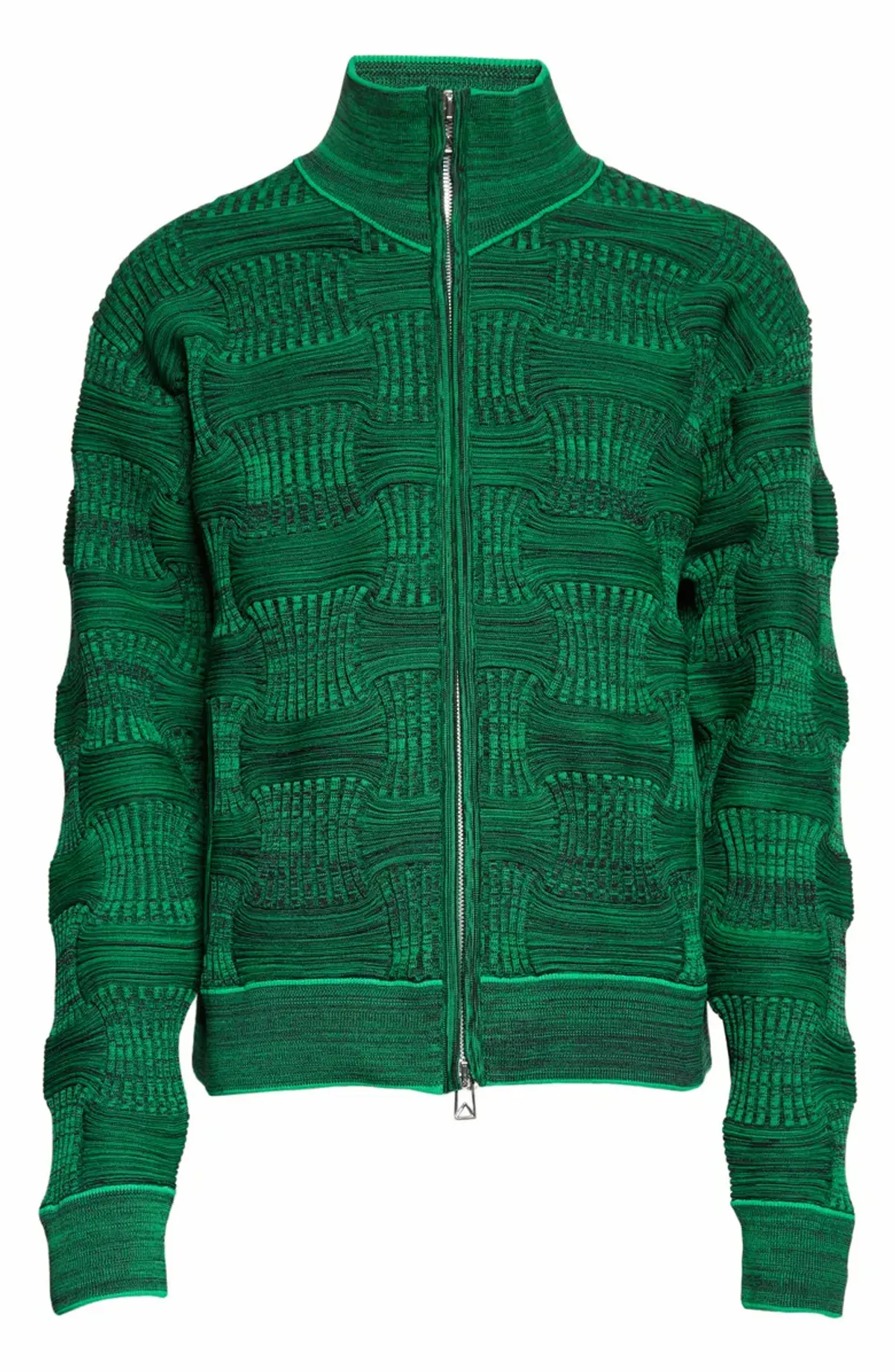 Bottega Veneta Stand Collar Zip Front Recycled Polyester Rib Black ...