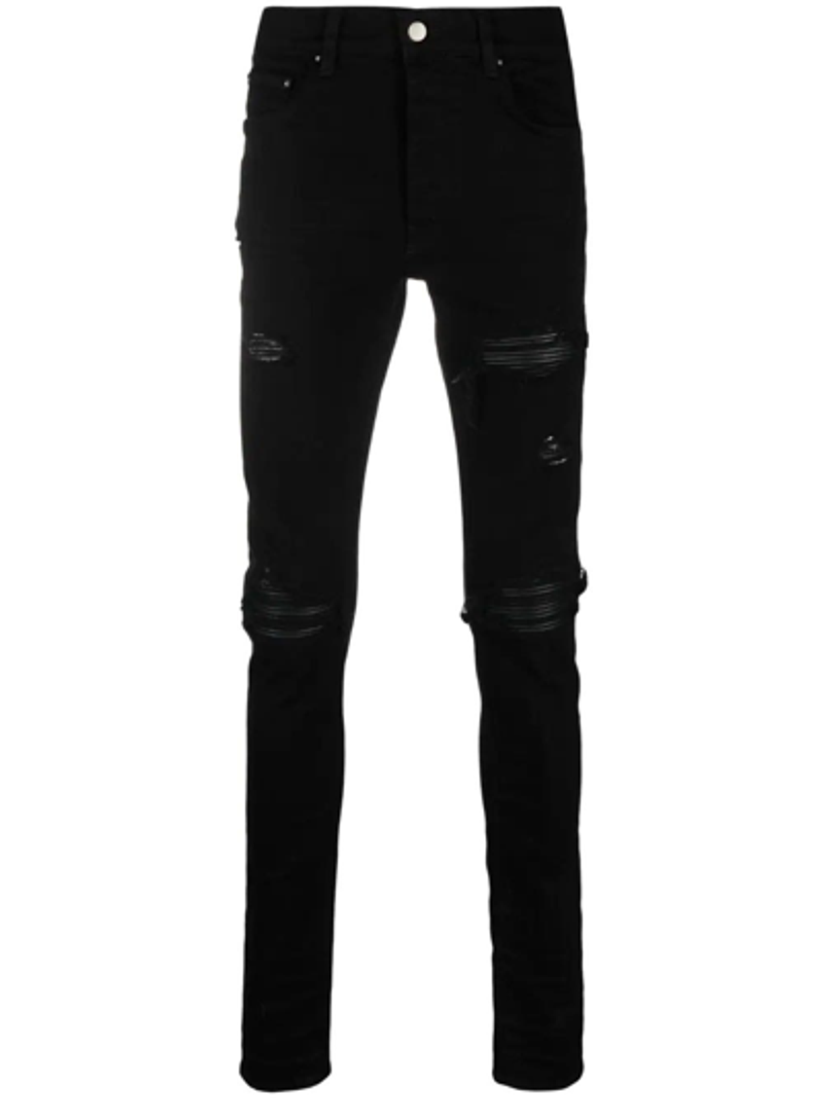 Amiri Black Distressed Finish Ripped Skinny Jeans | WHAT’S ON THE STAR?