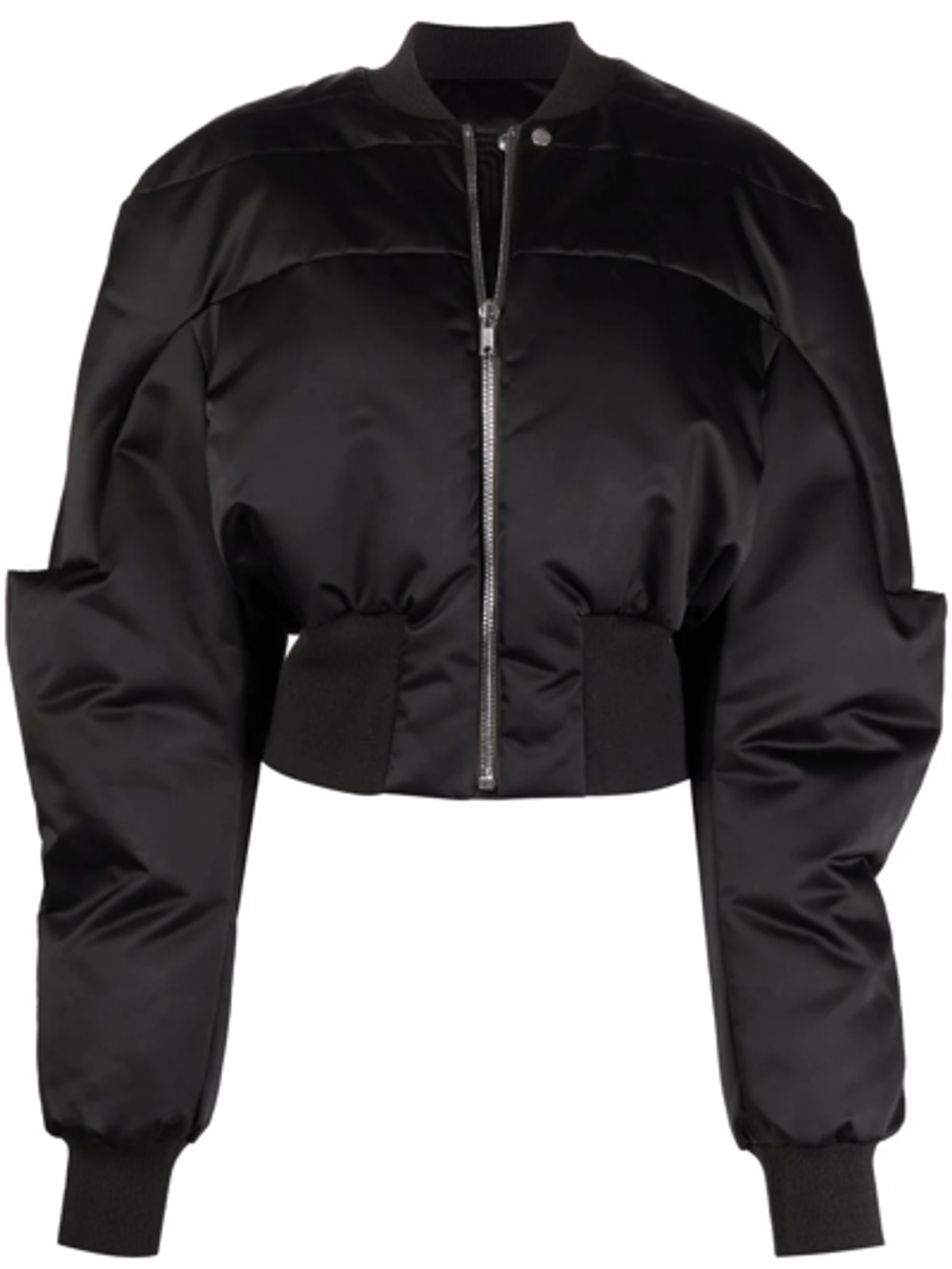 Rick Owens Cropped Girdered Bomber Jacket In Black | WHAT’S ON THE STAR?