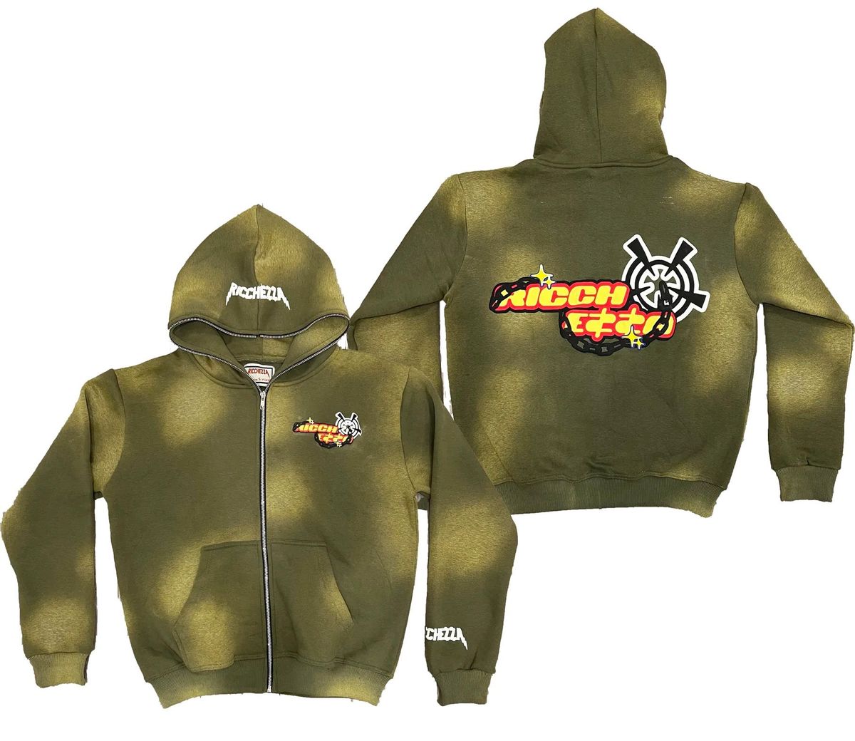 Ricchezza Forever Chezza Clouded Full Zip Olive Hoodie | WHAT’S ON THE ...
