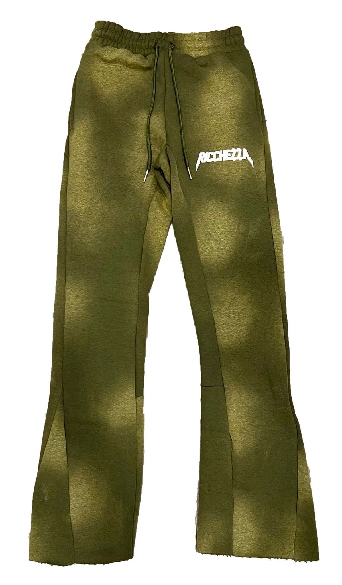 Ricchezza Forever Chezza Clouded Flared Olive Sweatpants | WHAT’S ON ...