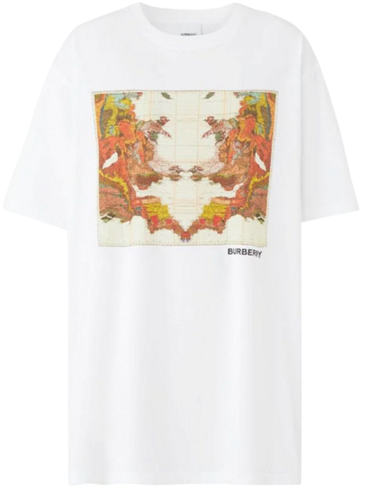 Burberry Map White Logo Print Oversized T-Shirt | WHAT’S ON THE STAR?