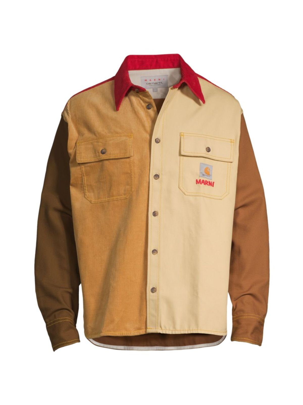 Carhartt × Marni Colour Block Cotton Canvas Corduroy Shirt Jacket ...