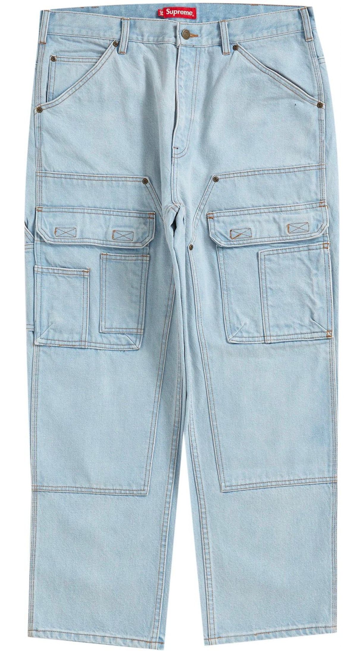 Supreme Double Knee Denim Utility Washed Blue Pants | WHAT’S ON THE STAR?