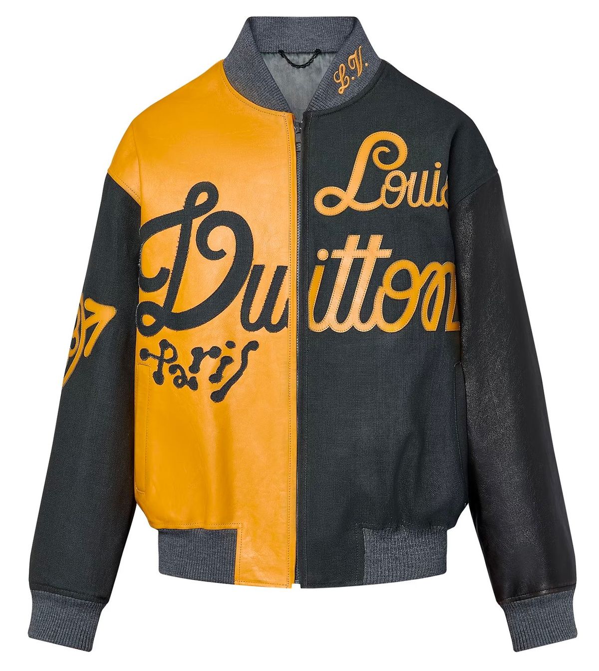 Louis Vuitton Mix Canvas Leather Black/Yellow Bomber Jacket | WHAT’S ON ...