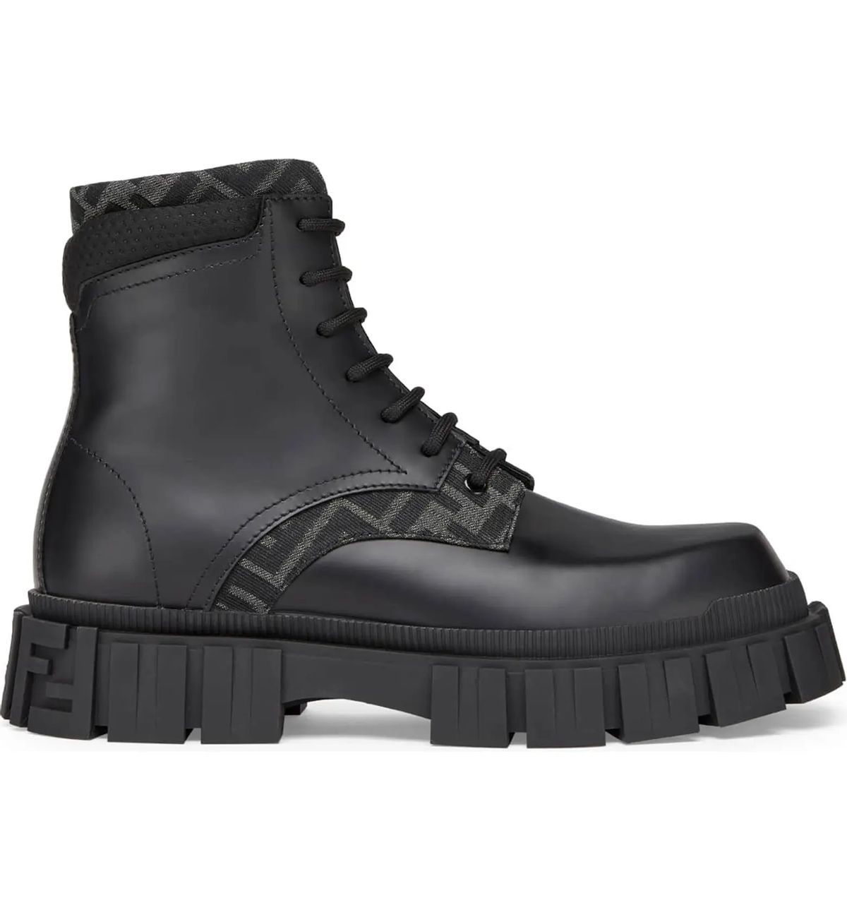 Fendi Force Ff Leather Lug-Sole Black Combat Boots | WHAT’S ON THE STAR?