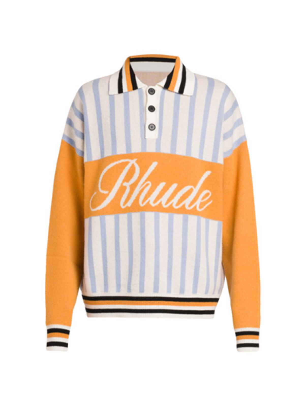 Rhude Amber Knit Rugby Polo Shirt | WHAT’S ON THE STAR?