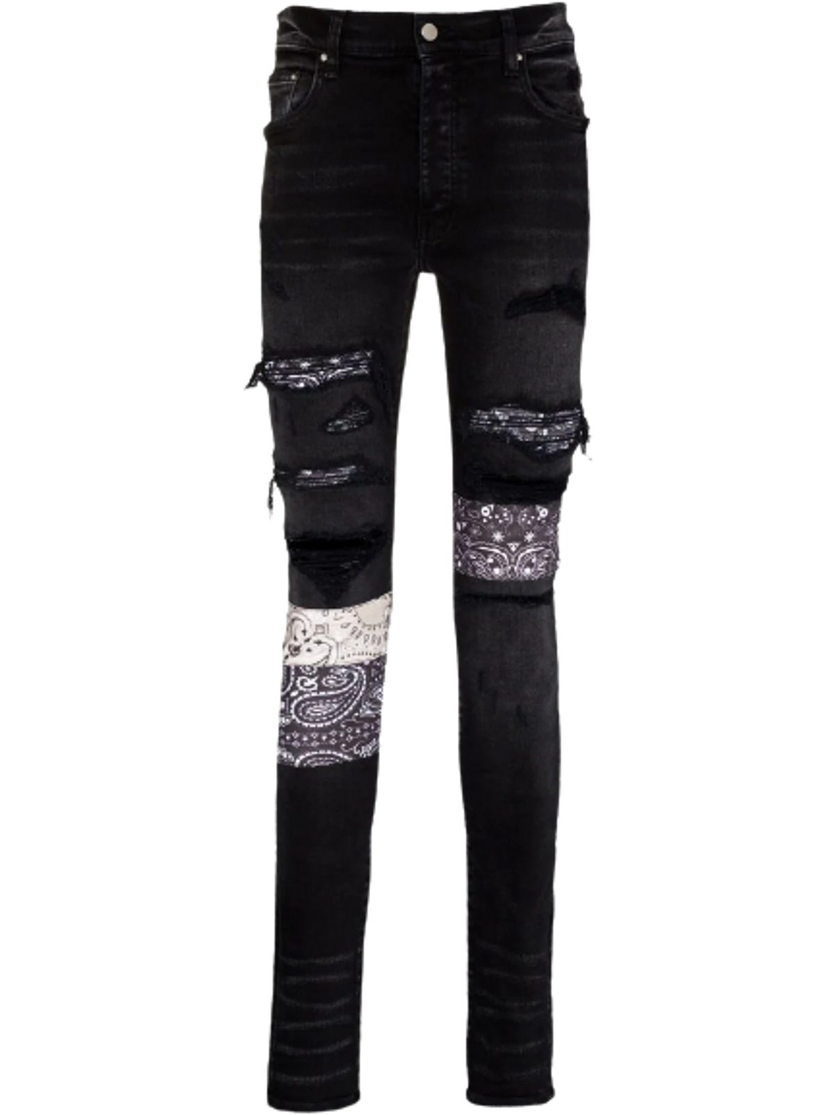 Amiri Bandana Art Patch Thrasher Ripped Skinny Black Jeans | WHAT’S ON ...