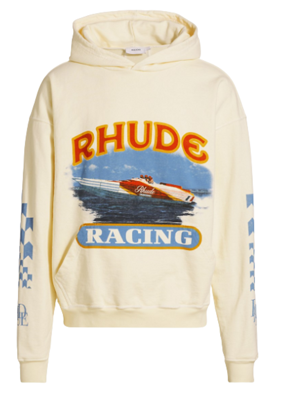 Rhude Cigarette Racing White Graphic Hoodie | WHAT’S ON THE STAR?