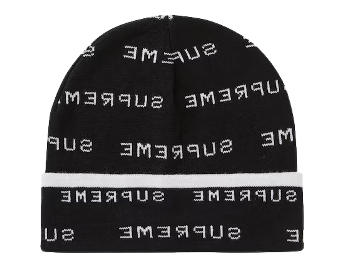 Supreme Logo Black Repeat Beanie | WHAT’S ON THE STAR?