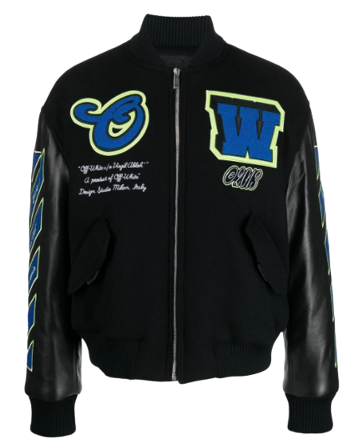 Off-White Logo Patch Varsity Jacket | WHAT’S ON THE STAR?