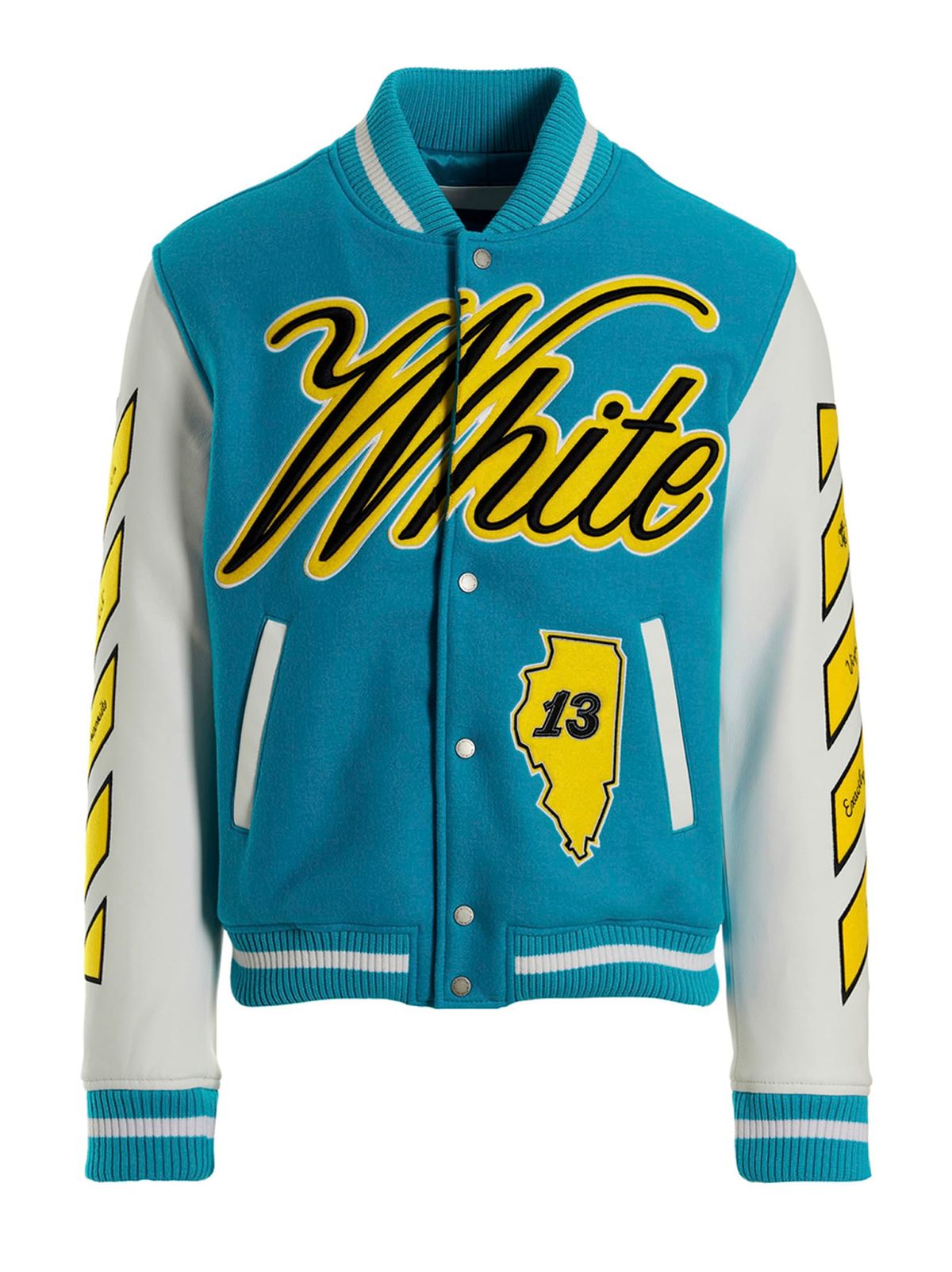 Off-White Vars World Leather Jacket In Blue | WHAT’S ON THE STAR?