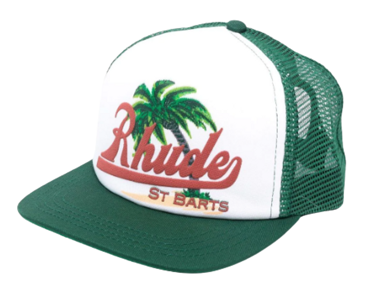 Rhude Palms St. Barts Logo Embroidered Twill Mesh Trucker Cap | WHAT’S ...