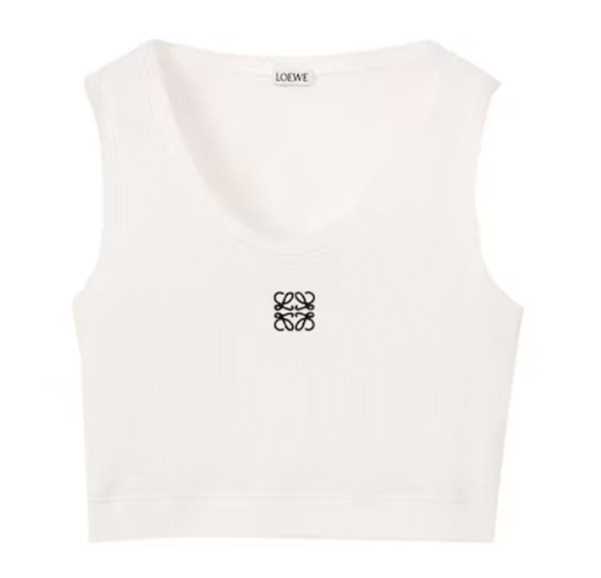 Loewe White Cropped Cotton Anagram Tank Top | WHAT’S ON THE STAR?