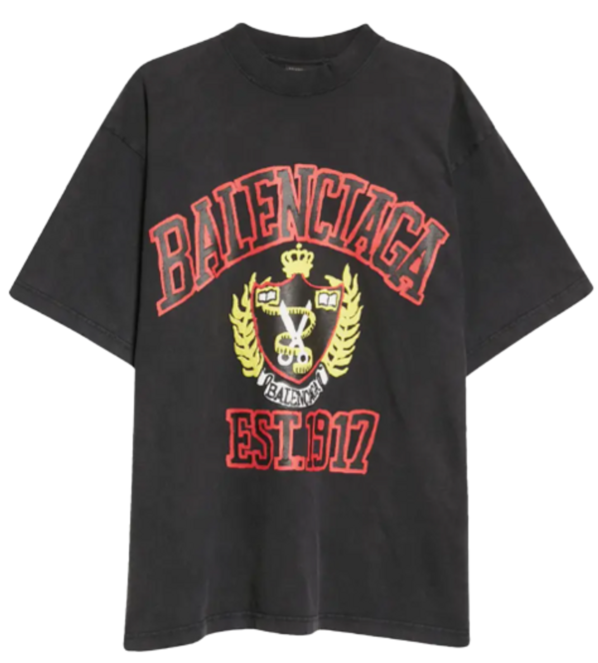 Balenciaga Black Diy College Logo Cotton Graphic T-Shirt | WHAT’S ON ...
