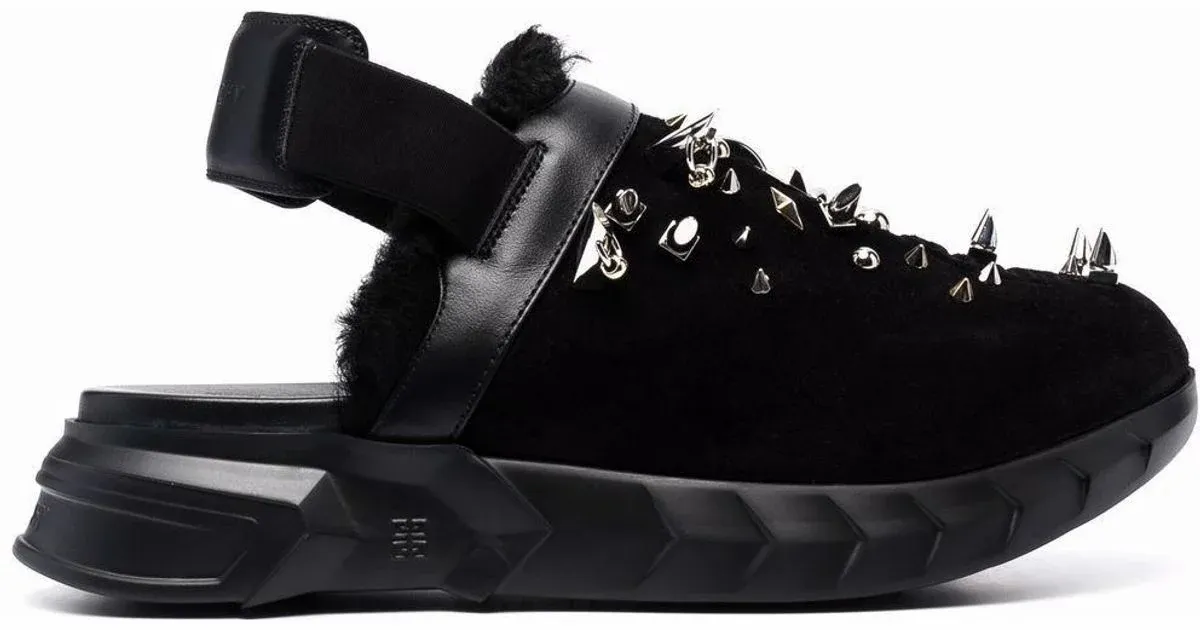 Givenchy Marshmallow Spike Suede Slingback Black Clogs | WHAT’S ON THE ...