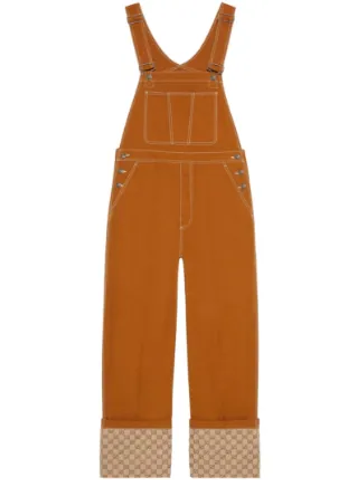 Gucci Burnt Brown Logo-Canvas Cotton Overalls | WHAT’S ON THE STAR?