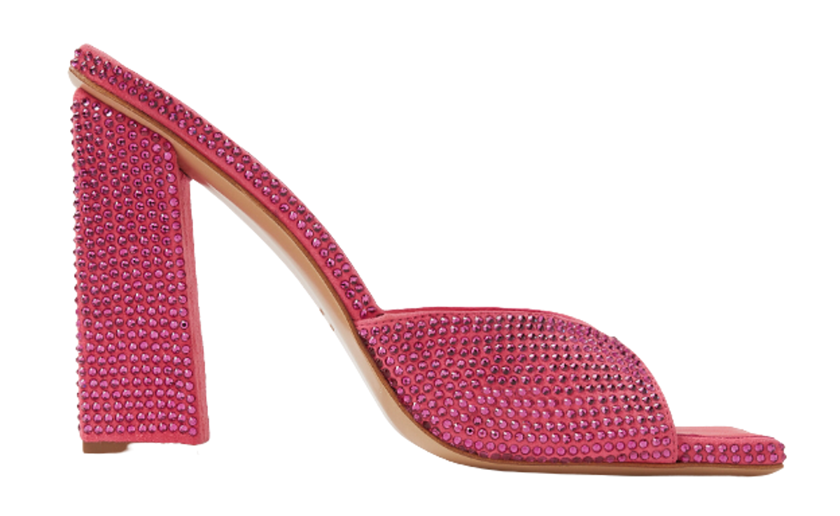 Gia Borghini × Ounass Pink Rhinestone Satin Rosie 14 Mules | WHAT’S ON ...