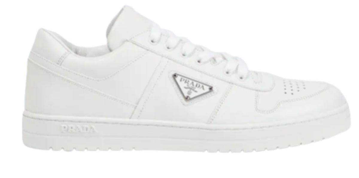 Prada White Downtown Leather Sneakers | WHAT’S ON THE STAR?
