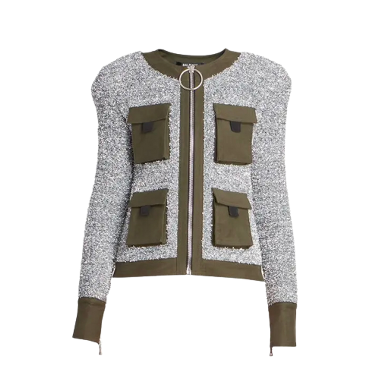 Balmain Tweed Canvas Khaki Zip Jacket | WHAT’S ON THE STAR?