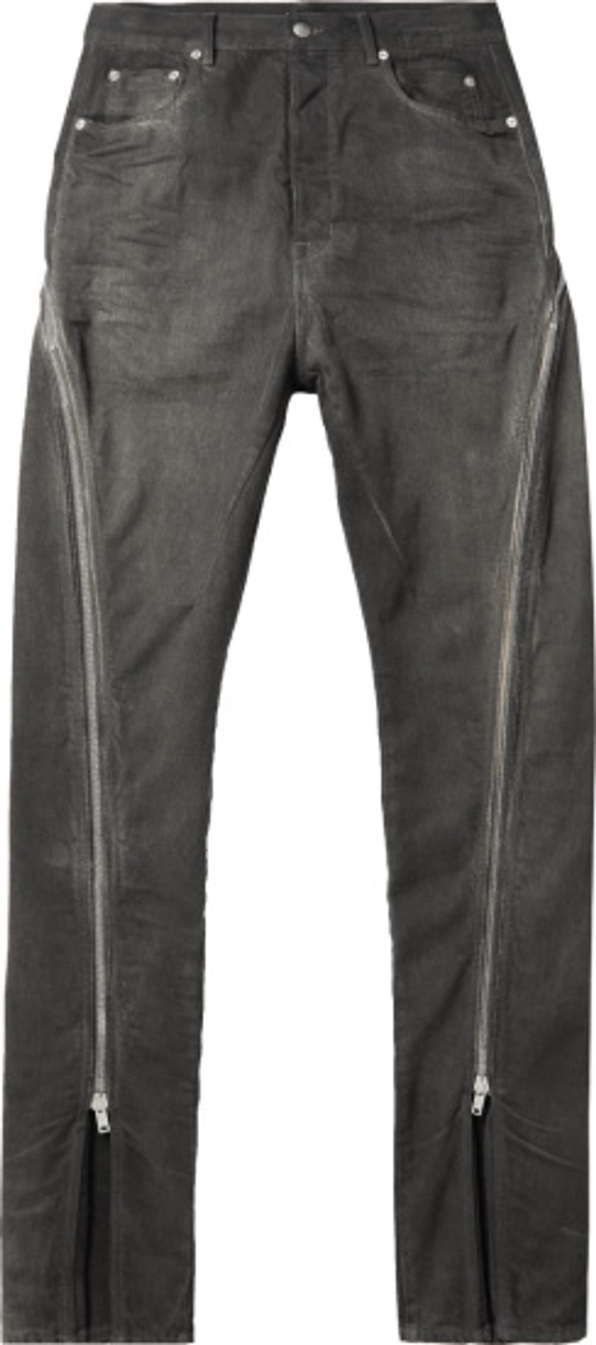 Rick Owens Gray Bolan Zip-detailed Flared Jeans | WHAT’S ON THE STAR?