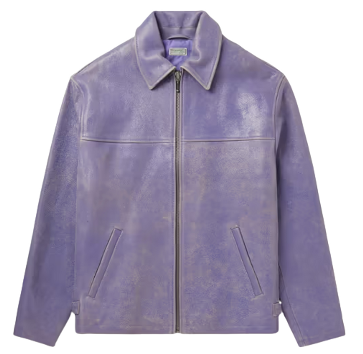 Guess Purple Gusa Distressed Cracked-Leather Jacket | WHAT’S ON THE STAR?