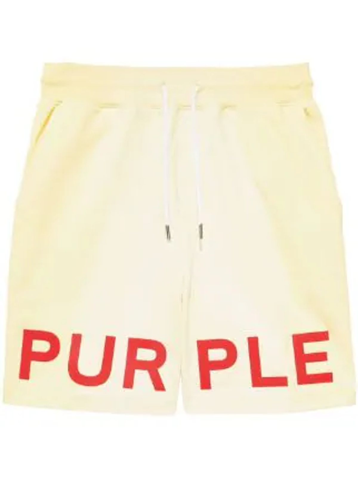 Purple Brand Yellow Jumbo Logo-Print Track Shorts | WHAT’S ON THE STAR?