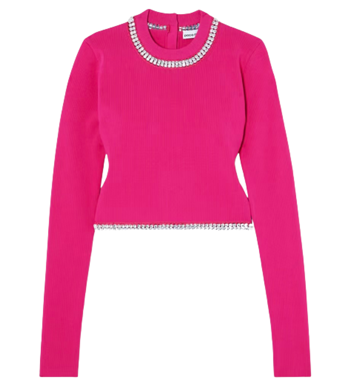 Paco Rabanne Pink Cropped Embellished Ribbed-Knit Sweater | WHAT’S ON ...